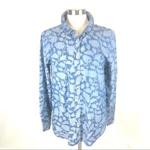 LOFT | Tops | Loft Denim Floral Softened Cotton Shirt L | Poshmark